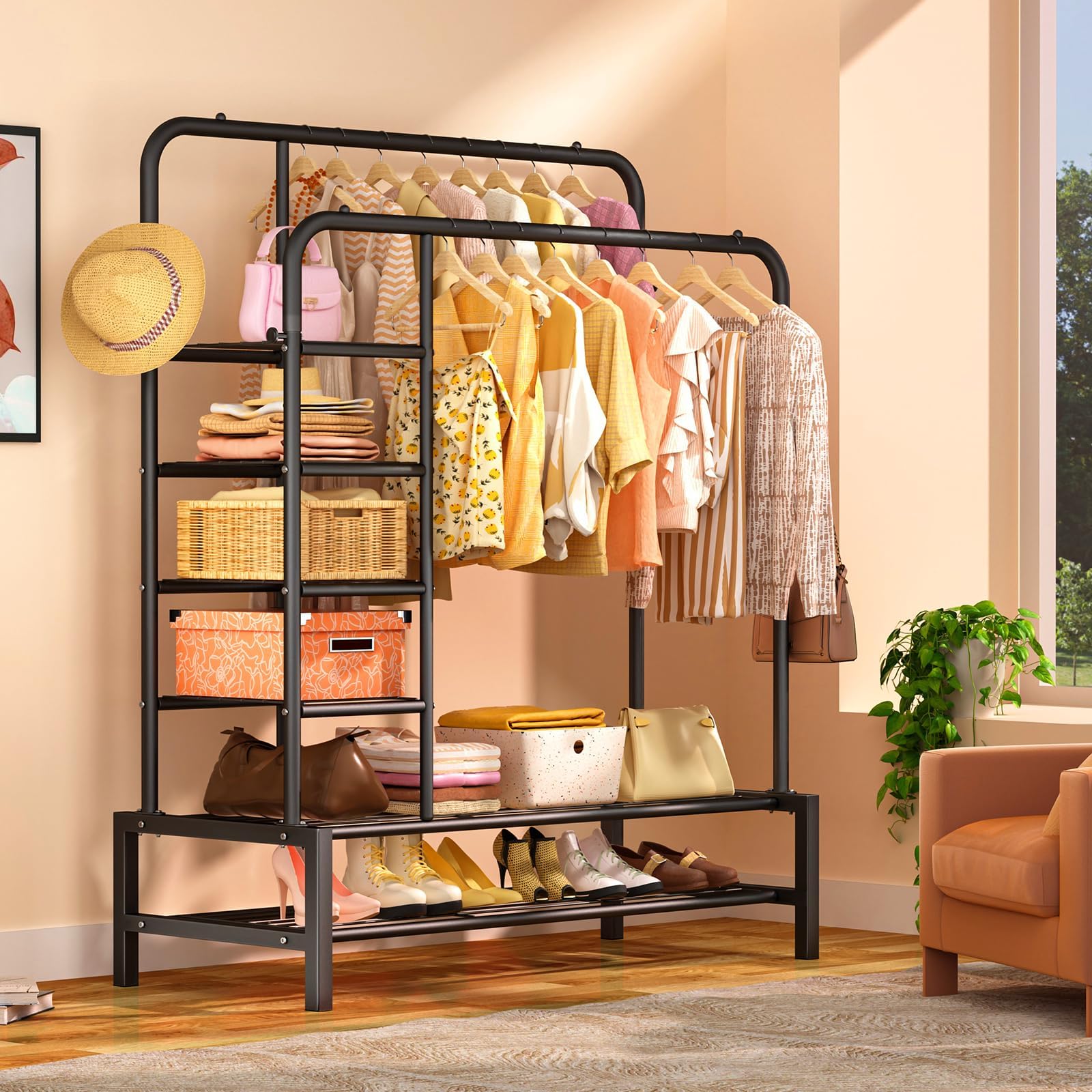 Heavy Duty Double Clothes Rail Hanging Rack Garment Display Stand Open ...