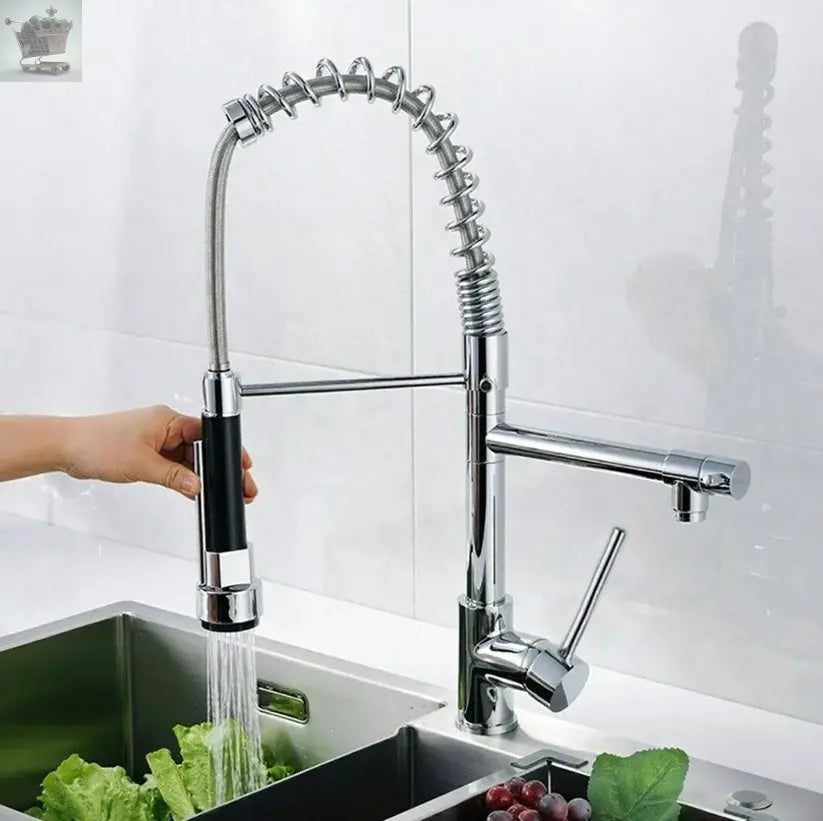 Modern Kitchen Sink Pull Out Mixer Taps Dual Spout Spray - Royalcart